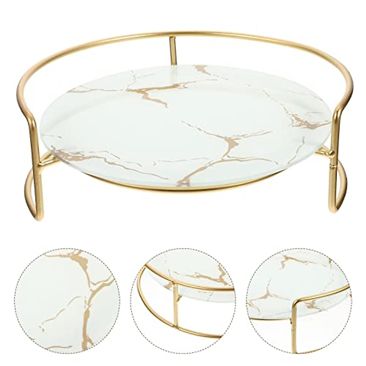 ARTIBETTER Rack Multifunctional Shower Spices Lotion Bathroom Racks Layer Serving Vanity Hotel Products Skincare Marble Countertop Pattern Towel Flowerpot Iron Kitchen Makeups Standing Round