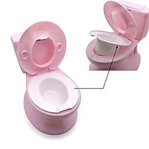 HTTMT- Classic Portable Pink Realistic Toddler Potty Training Toilet w/Flushing Sound Baby Chair Seat Kid [P/N: ET-BABY004-PINK]