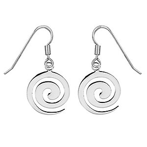 Sterling Silver Swirl Spiral Koru Dangle Earrings