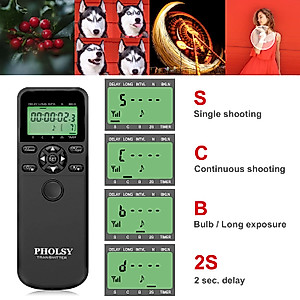 PHOLSY O6 for Olympus Remote Shutter Wireless Timer Remote with LCD and HDR for Olympus OMD EM1, EM5 II, EM10 II, Pen-F, EPL8, EPL7, EPL6, EPL5, EPL3, EPL2, EP5, E600 Replace Olympus RM-UC1