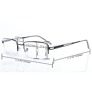 CessBlu Blue Light Filter Glasses for Computer Screen Reading Women Men Half-rim Reader(Gunmetal)+2.25