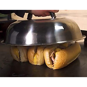 12 Inch Heavy Duty Cheese Melting Dome - Stainless Steel Griddle Grill Accessories - Durable Round Basting, Steaming Cover - Heat Resistant Handle for Flat Top Griddle Grill Indoor/Outdoor- 2 Domes