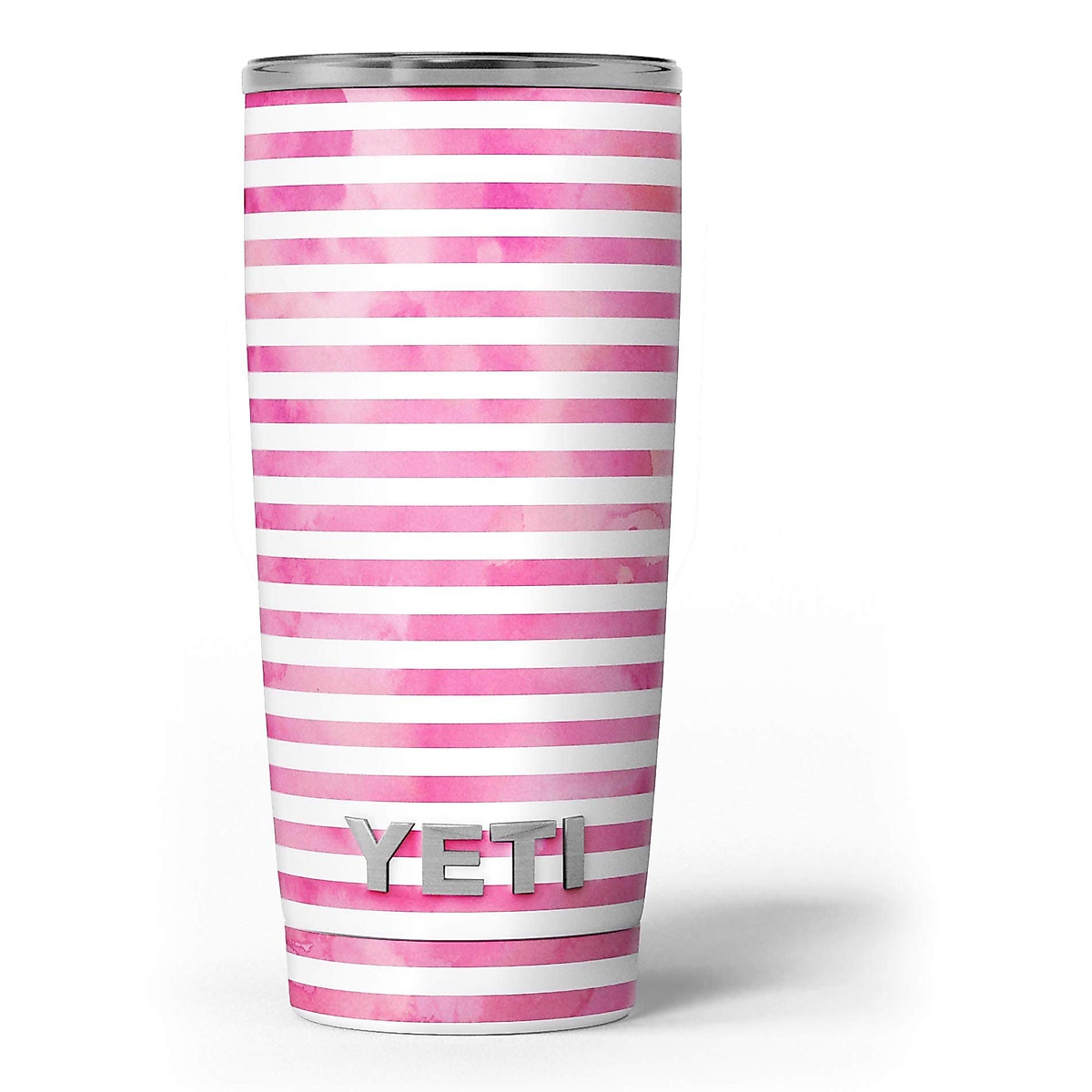 Design Skinz The Grungy Pink Watercolor with Horizontal Lines - Skin Decal Vinyl Wrap Kit Compatible with The Yeti Rambler Cooler Tumbler Cups