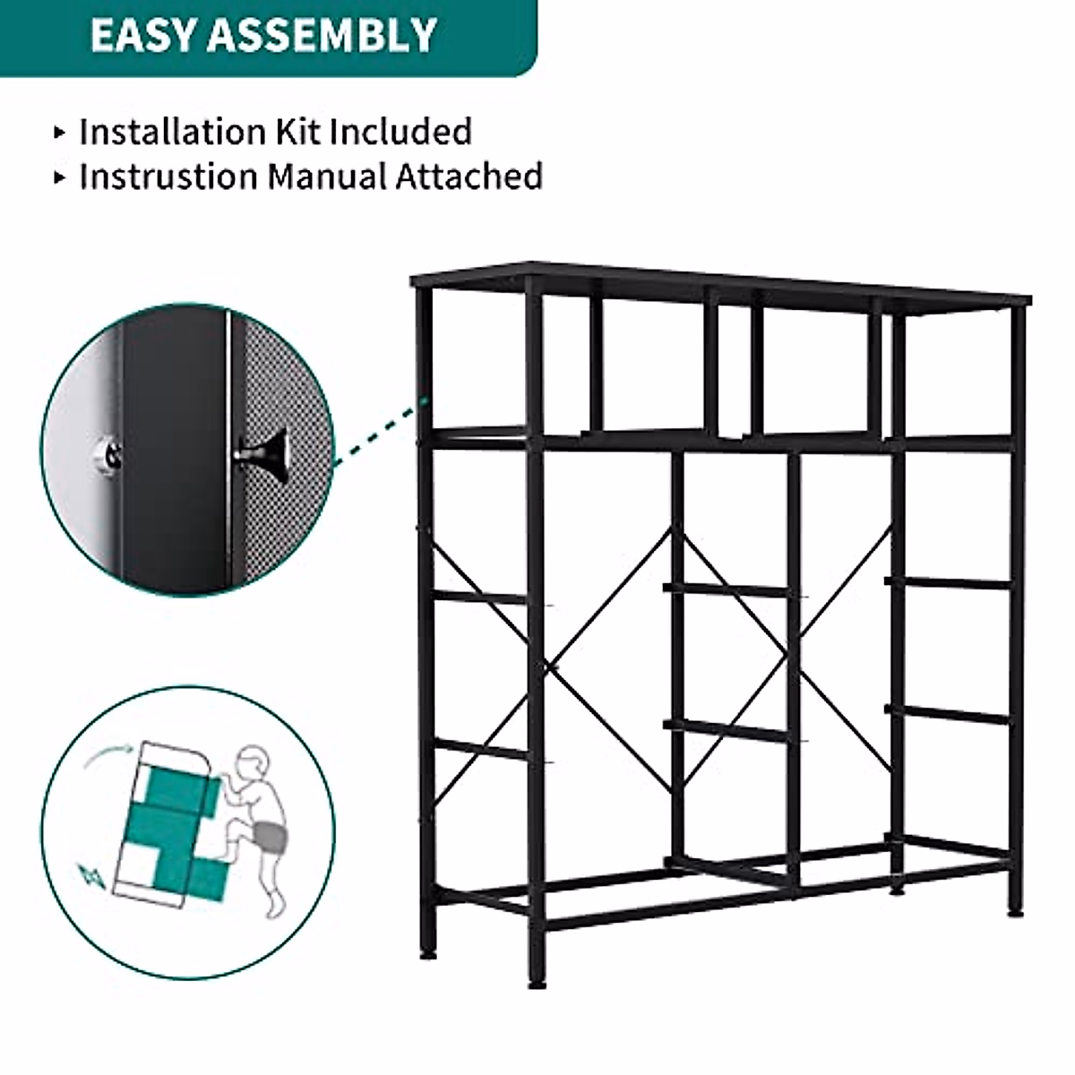 YITAHOME Dresser for Bedroom with 9 Drawers - Fabric Storage Tower, Tall Chest Organizer Unit for Living Room, Nursery, Entryway, Closets with Sturdy Steel Frame, Wooden Top, Black Grey