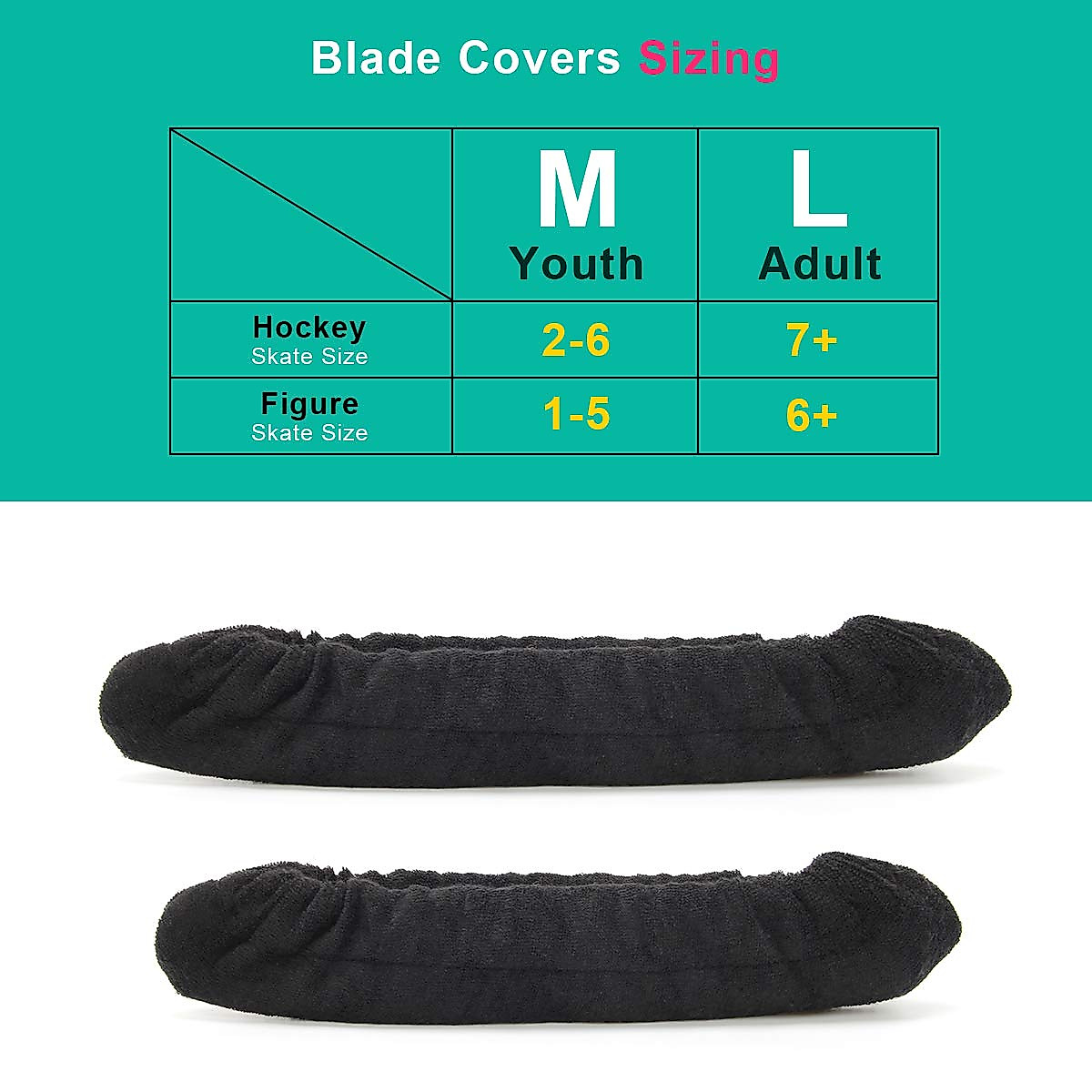 Coolrunner Ice Skate Blade Covers, Sports Blade Cover Skate Blade Protector for Hockey Skates, Figure Skates and Ice Skates, Black