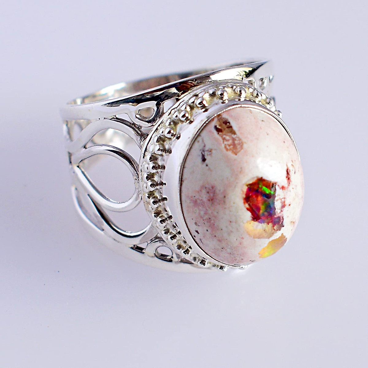 Ravishing Impressions Pretty Looking Mexican Fire Opal Gemstone 925 Solid Sterling Silver Ring Handmade Jewelry For Women