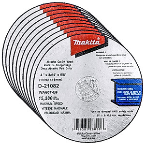 Makita 10 Pack - 4 Inch Cut Off Wheels For 4" Grinders - Aggressive Cutting For Metal & Stainless Steel