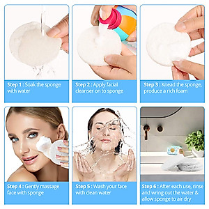 Natural Facial Cleansing Sponges- 20 Count Compressed Facial Sponges Cellulose Reusable Soft Cosmetic Esponjas para Faciales for Professional Makeup Removal, Facials Spa, Exfoliator, Skin Massage