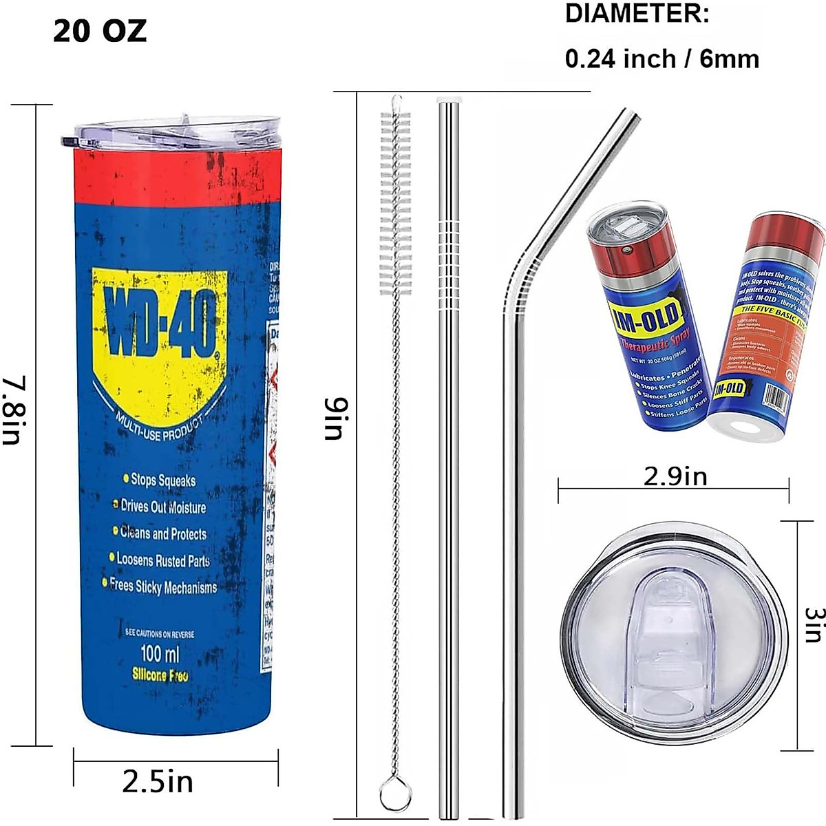 WD40 Dirty Pattern Thermos Cup,Funny Oil Fuel Filter Dirty Pattern 20oz Cup,Insulated Stainless Steel Tumbler With Lid IMOLD