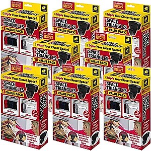 Ruby Space Triangles Original AS-SEEN-ON-TV, 8 Pack, Ultra- Premium Hanger Hooks Triple Closet Space 144 PC Value Pack, Black