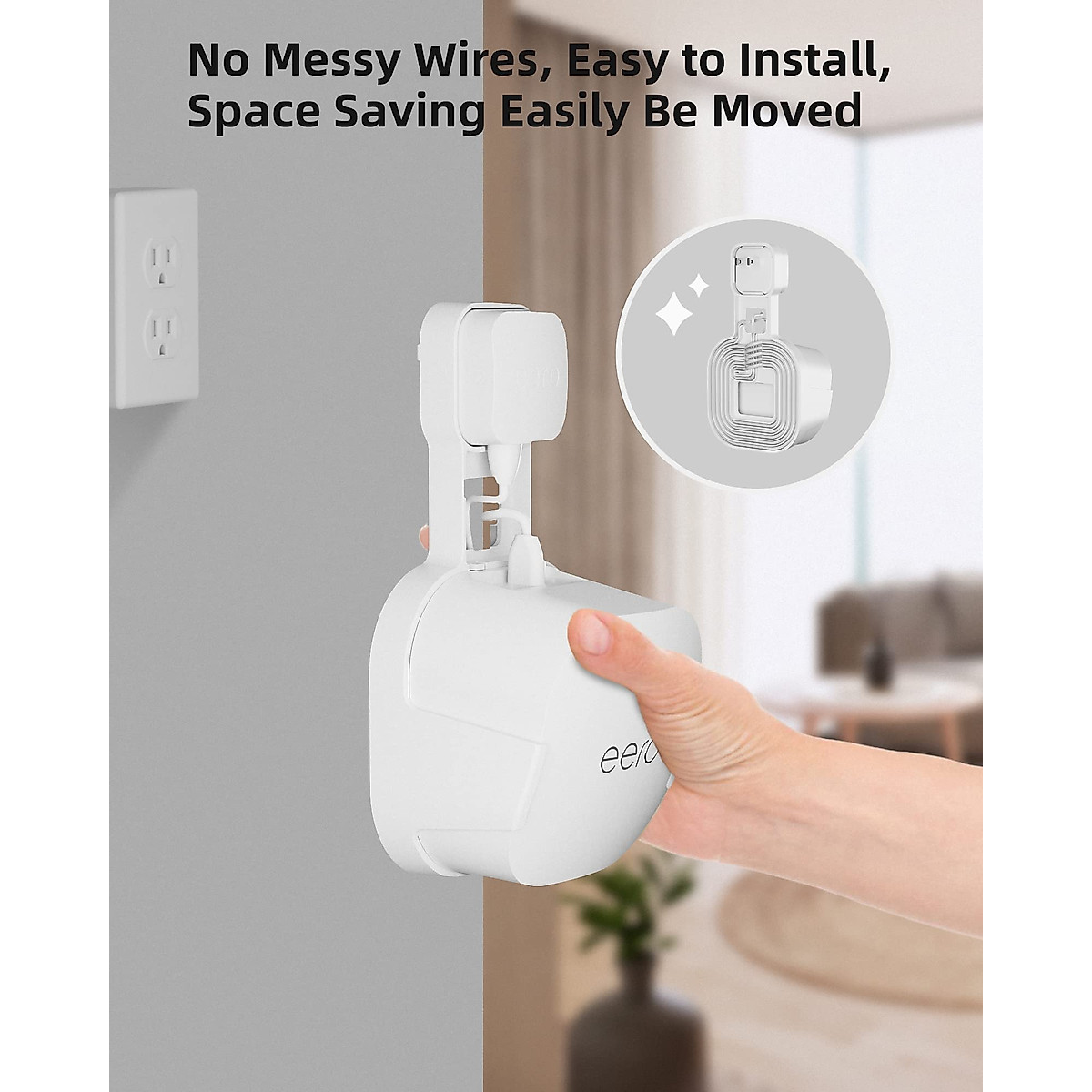 COOLWUFAN Outlet Wall Mount Holder for eero 6 or eero 6+ mesh Wi-Fi System [NOT Fit for eero mesh], No Messy Wires, Easy to Install Mount Holder for eero 6 & eero 6+ mesh Wi-Fi System (3 Pack)