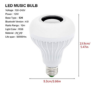 JETENCN LED Light Bulb Bluetooth Speaker with Remote Control and APP, White+Color Changing - Works with E26 Base Fixture - Perfect Lamp for Home, Party, Bedroom, Indoor Floodlight Bulb