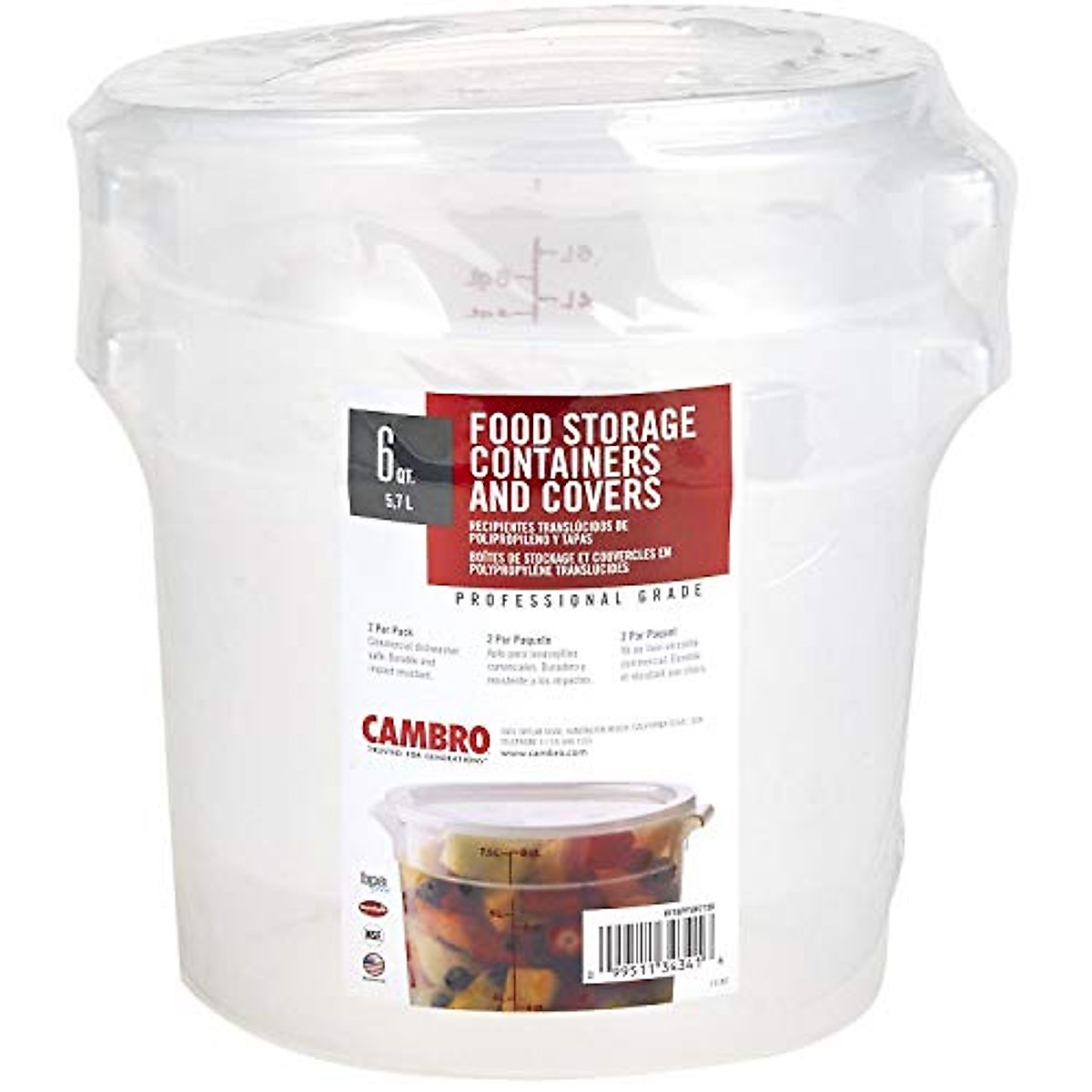 Cambro Round Translucent Container with Lid (6 qt, 2 pk.)