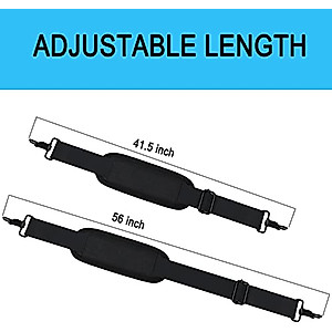 Askuko Shoulder Strap 56 Inch, Universal Adjustable Shoulder Belt Replacement Laptop Bag Shoulder Strap with Metal Hooks for Briefcase, Laptop Messenger Crossbody Bag, Luggage Duffel Camera, Black