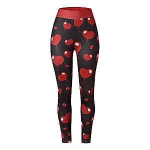 Bblulu Women's Leggings Valentine's Day Heart Printed Yoga Pants High Waisted Loose Fit Athletic Gym Pants Jogger Tights