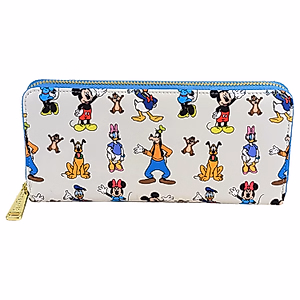 Loungefly Disney Wallet Mickey Mouse Friends Forward & Backward Print Zip Clutch