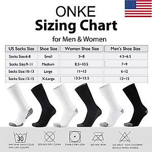 ONKE Cotton Cushion Crew Socks for Men Athletic All Season Heavy Duty Work Boot with Thick Moisture Control Sweat Wicking(Black L)