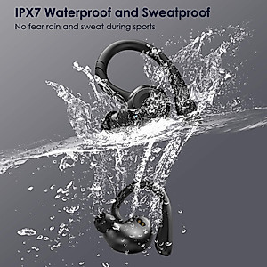 Sports Wireless Earbuds with Charging Case for 36hrs Long Playtime, True Wireless Bluetooth Headphone with Over-Ear Earhooks for Running, Rope Skipping, Yoga, IPX7 Waterproof, Deep Bass Earphone
