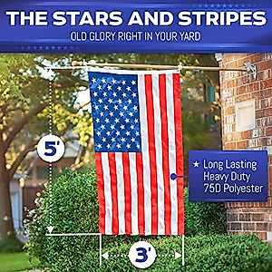American Flag Outdoor Heavy Duty, Thickened, US Flag, American Flag 3x5 FT Durable, All Weather Nylon, UV Fade Proof, Flag Outdoor High Wind - Patriotic Decorations, Double Stitched & Brass Grommets