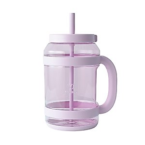 Reduce WaterDay 80 oz Water Jug with Time/Ounce Markings - Spill-Proof Straw, Durable Tritan - Big Water Bottle for Daily Hydration - Dishwasher Safe, Clear & Easy to Clean, Lilac Bud