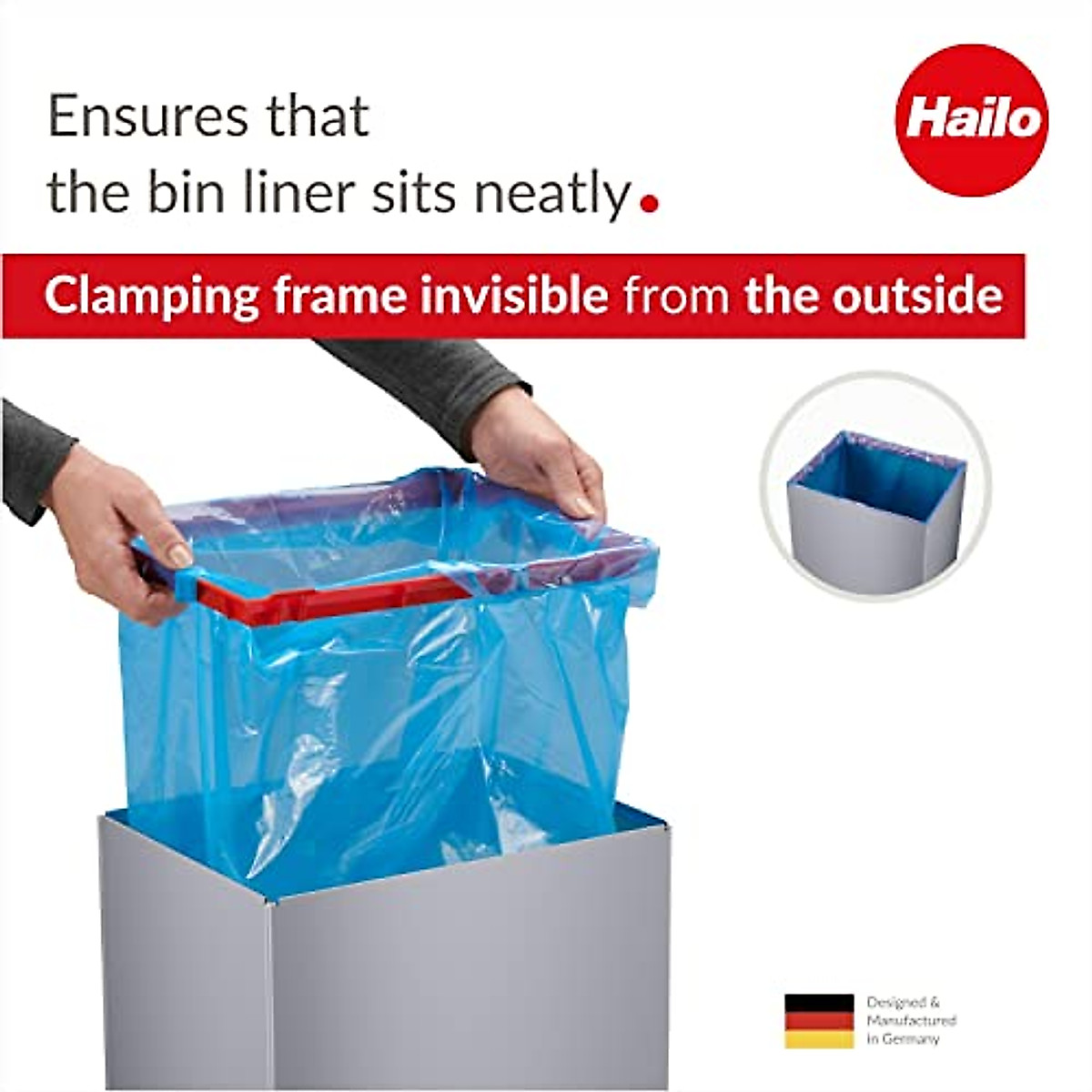 Hailo Big Box 50 Swing Waste Bin, Silver