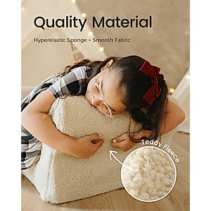 Tiny Land Kids Couch 2-in-1 Foldable Sofa Bed – 3D Teddy Curly with Pockets, Tactile Sensory-Enhancing Lounger for Toddlers, Ideal for Playroom – Afternoon Couch and Chair for Boys and Girls,Cream