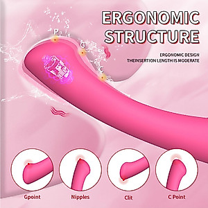 Clitoral G Spot Vibrator Sex Toy for Women,Personal Wand Massager with 9 Vibrating Modes,Waterproof Bullet Finger Anal Training Vibrators for Couple,Soft Silicone Dildo Adult Sex Toys&Game (Pink)