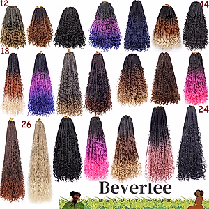 Beverlee Goddess Box Braids Crochet Hair 14 Inch Boho Box Braids 8 Packs Crochet Hair Bohemian Box Braids Crochet Braids Box Braids Curly Ends Messy Pre-looped Synthetic Curly Crochet Hair for Women