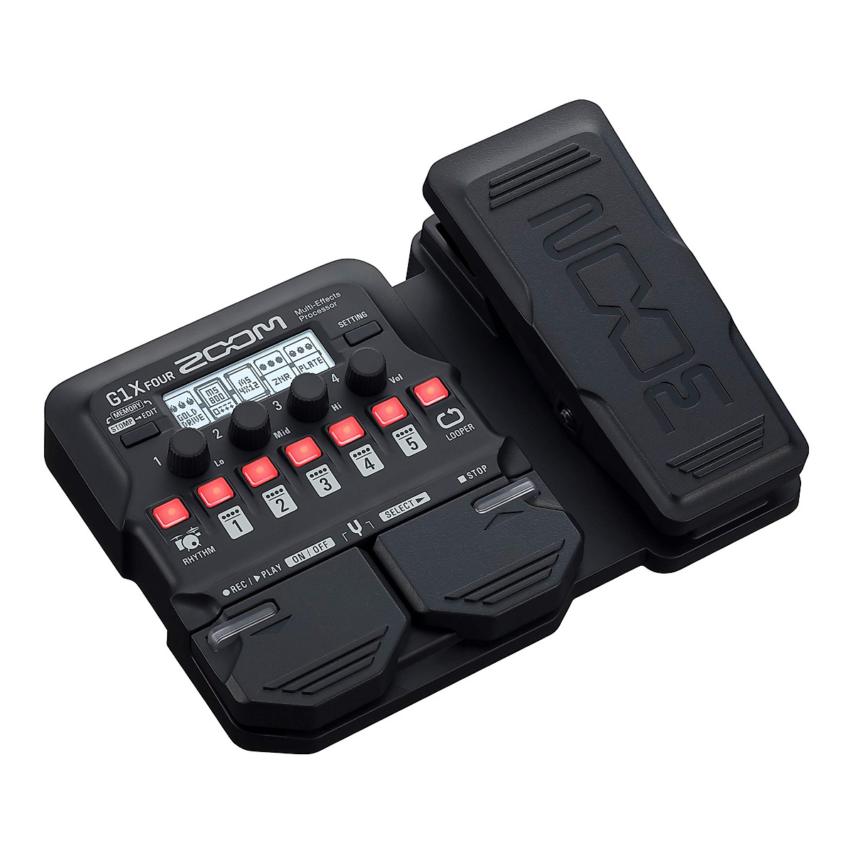 Zoom G1X Four Guitar MultiEffects Processor with Expression Pedal Bundle with (1) 20ft Instrument Cable, (1) 9V Power Supply and Cloth (3 Items)