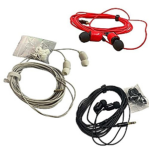 VizGiz 3 Pack 10FT Earbuds 3.5mm Stereo 3 Pole Headset Earphones 3 Meter Long Extension Wired Cord Cable Earphone Monitor in-Ear Headphone for Live Streamer Webcast Internet Broadcast Phone Computer