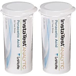 LaMotte Insta-Test 3000 Peracetic Acid Single Factor Test Strip, 0-160ppm Range 50 Count per pack (Pack of 2)