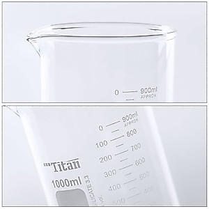 ADAMAS-BETA 1000ml Low Form Glass Beaker with 150mm Watch Glass Beaker Cover for Laboratory,Teaching,Science