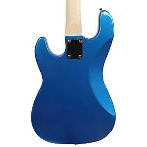 Stedman Beginner Series Bass Guitar Bundle with 15-Watt Amp, Gig Bag, Instrument Cable, Strap, Strings, Picks, and Polishing Cloth - Metallic Blue