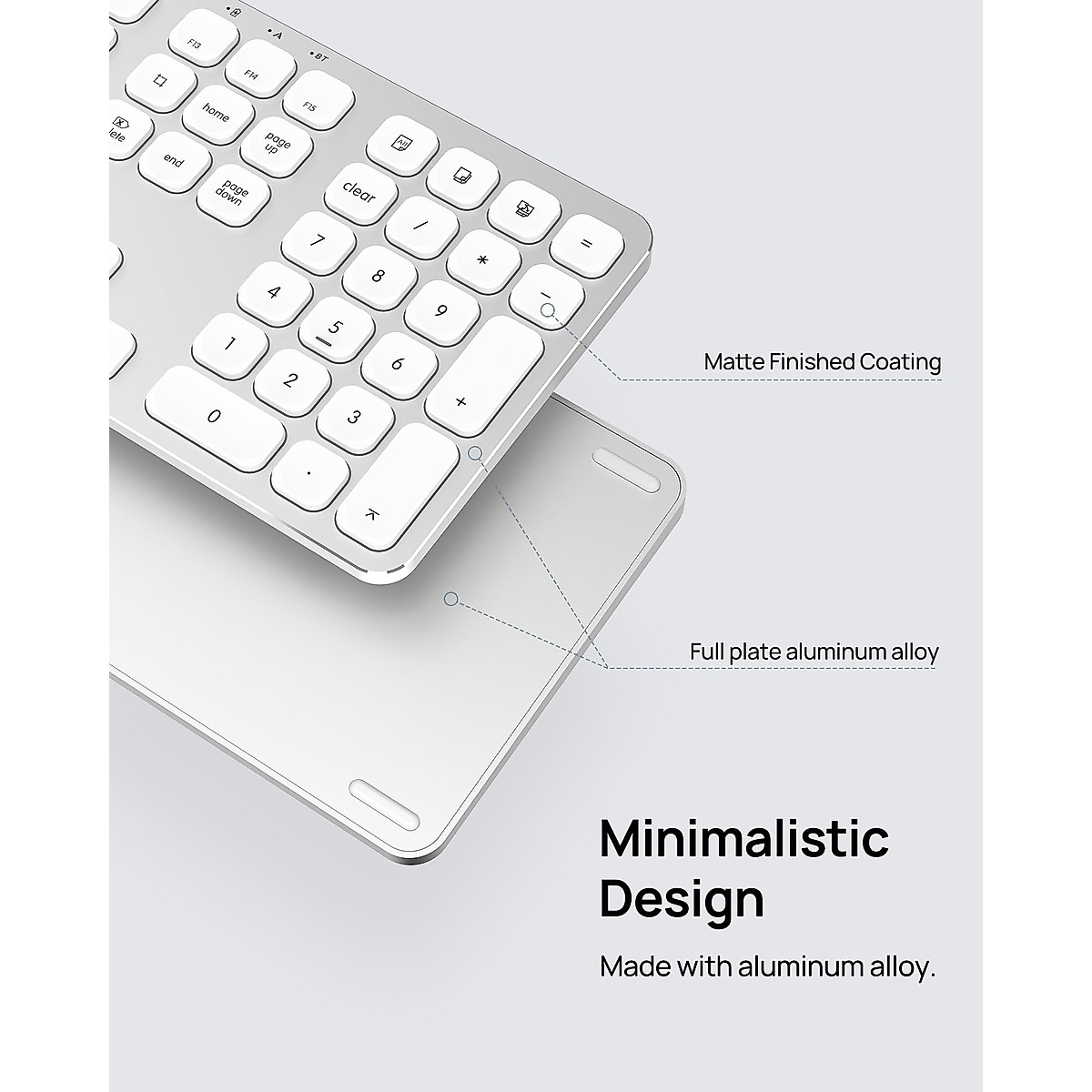 SODI Wireless Keyboard for Mac with Numeric Keypad, Backlit, Wireless, Rechargeable, Programmable Keys. Compatible with MacBook Pro/Air, iMac, Mac Mini/Pro, iPad, iPhone, US English, White