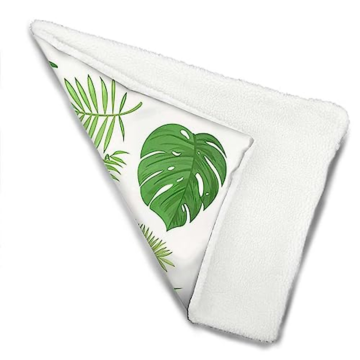 Pale Green Non-Electric Pet Warming Pad Leaf Nature Jungle Forest Super Soft Plush Dog Crate Pad for Travel or Home Party Theme 14" x 18"