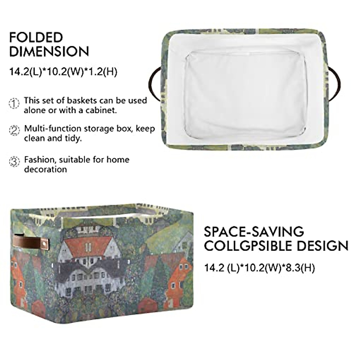 AHOMY Storage Basket Art Wall by Gustav Klimt Cube Storage Bins Organizer Bag with Handle 2-Pack