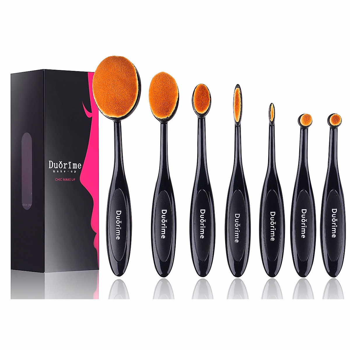 Duorime New 7pcs Black Oval Toothbrush Makeup Brush Set Cream Contour Powder Concealer Foundation Eyeliner Cosmetics Tool …
