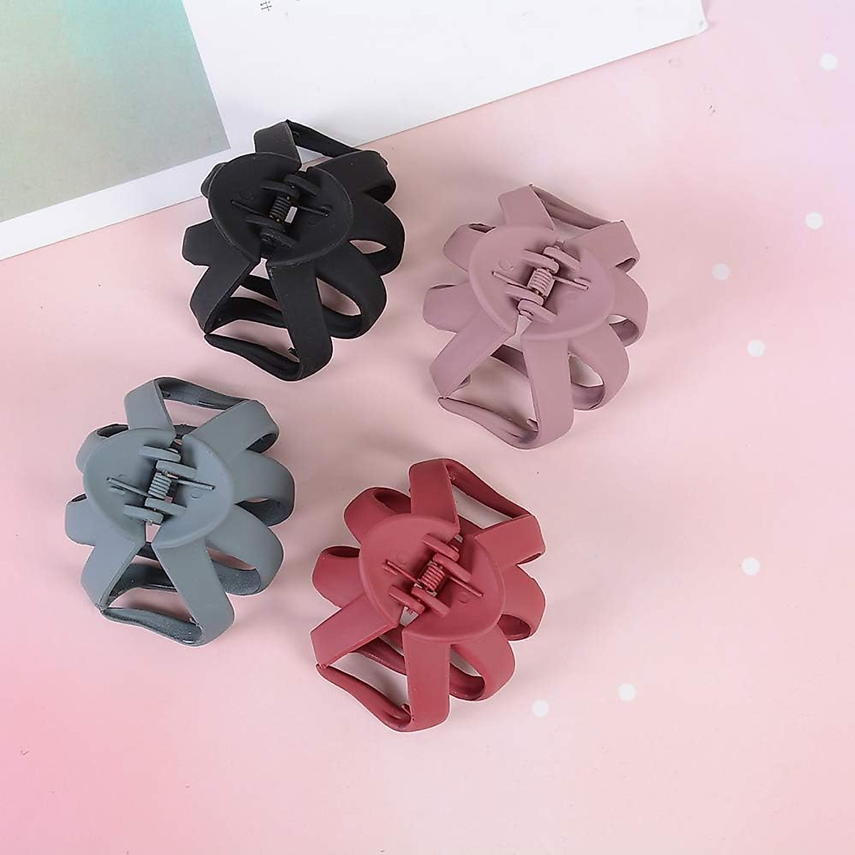 UTENEW Set of 6 Medium Hair Claw Clips No-Slip Grip Octopus Jaw Clips Matte Thick Hair Clips, Women Girl Daily Hairstyle Accessories
