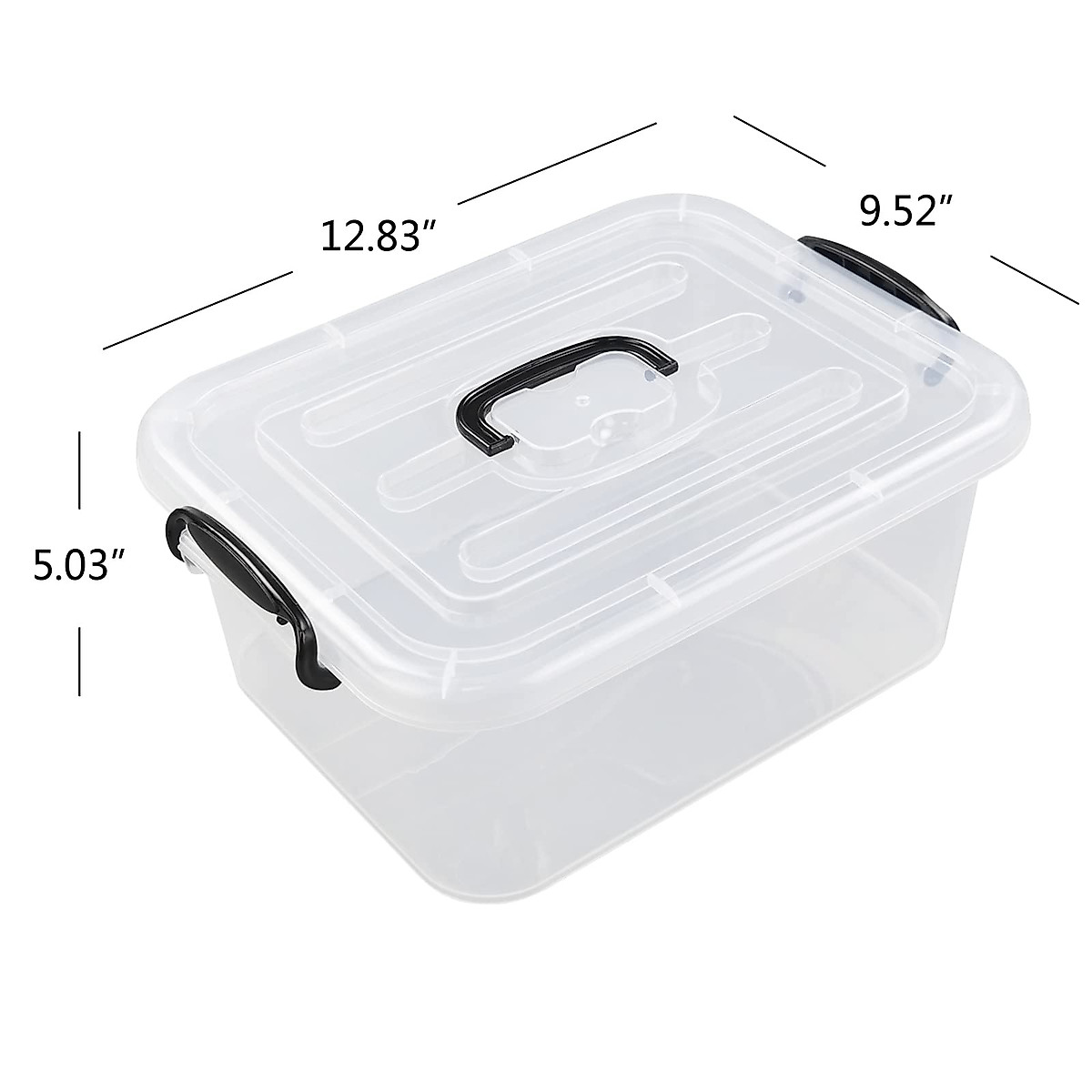 Uumitty 8 L Plastic Storage Bin Tote Organizing Container with Lid and Latching Buckles, Stackable and Nestable, 2 Pack
