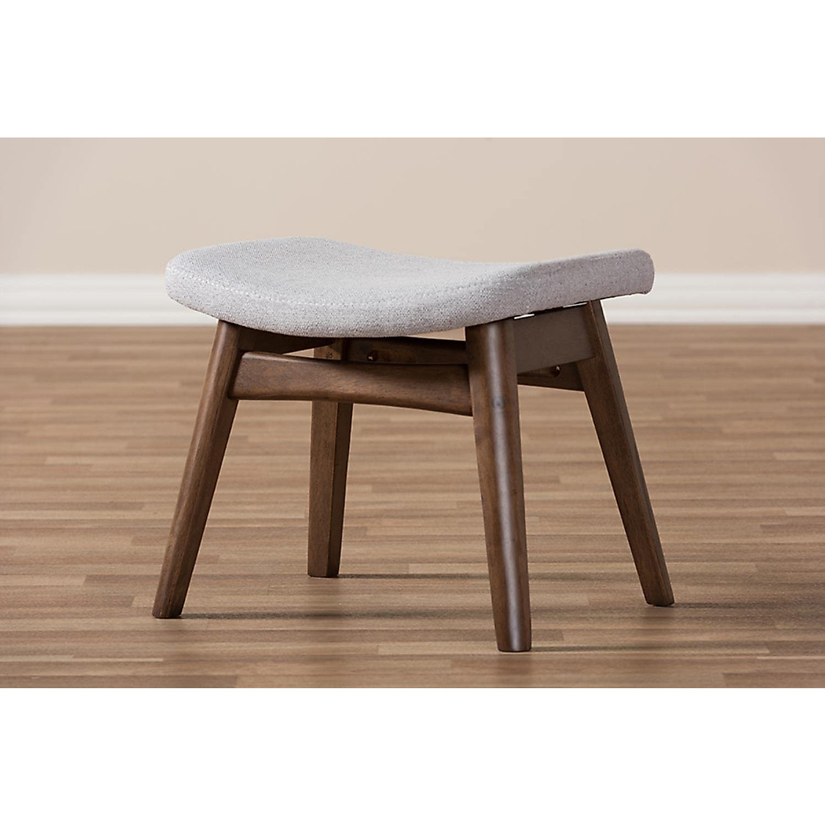 Baxton Studio Vera Mid-Century Modern Light Grey Fabric Upholstered Ottoman