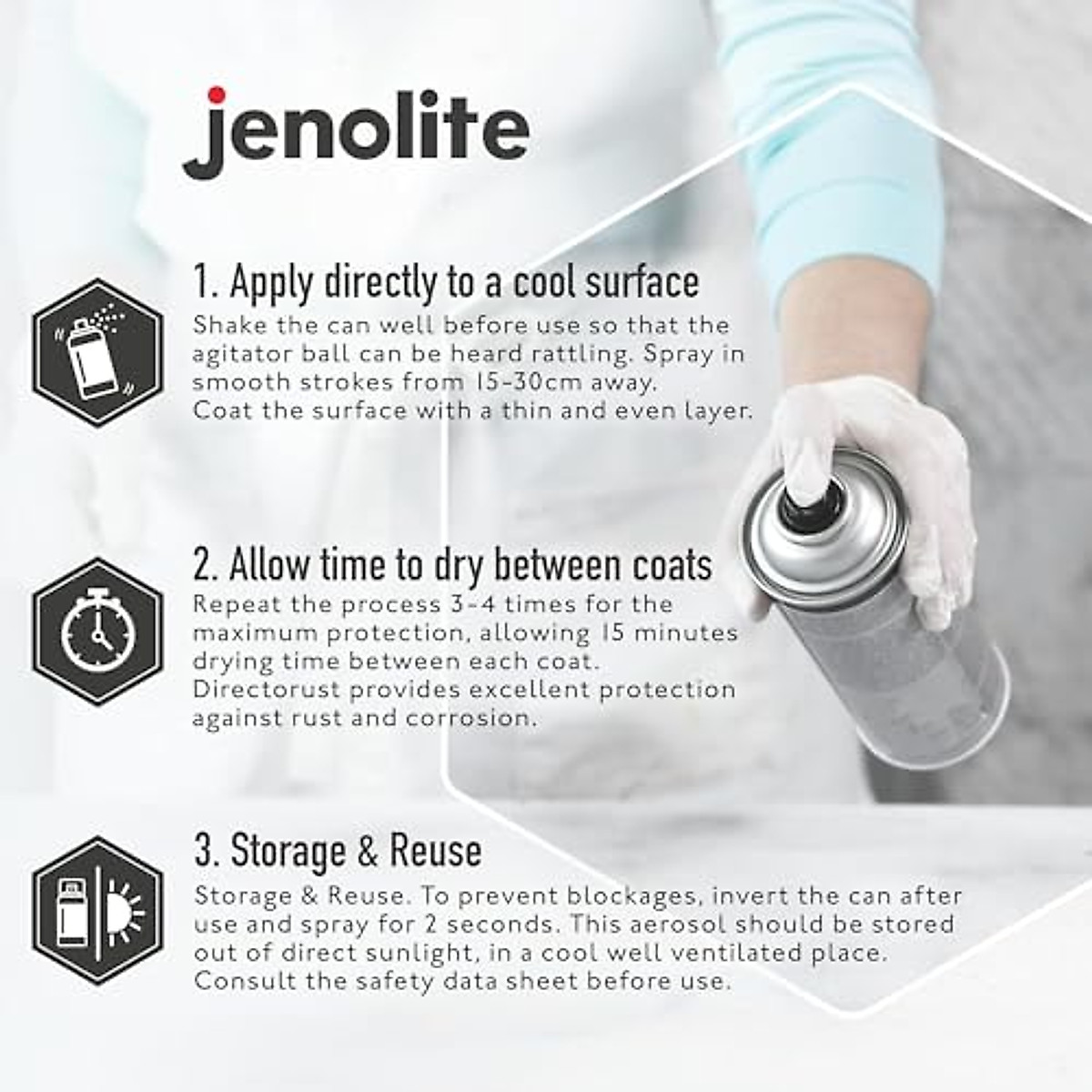 JENOLITE Directorust Spray Paint for Metal - COBALT BLUE - Gloss Finish for Indoor and Outdoor use - Multi-Surface for Metal, Plastic, Ceramic, Wood & Rusted Surfaces - 400ml (13.52fl oz), RAL5013