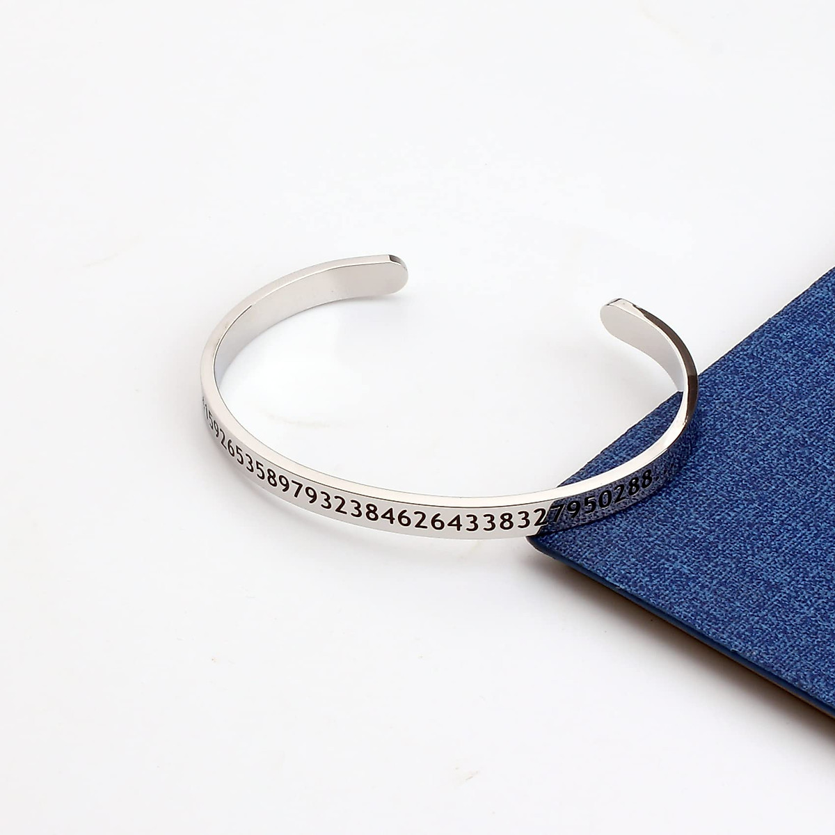 Pi Bracelet 3.14 Math Geek Jewelry Pi Symbol Science Math Teacher Gift(silver pi cuff)