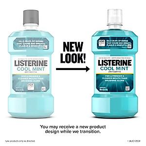 Listerine Cool Mint Antiseptic Oral Care Mouthwash to Kill 99% of Germs That Cause Bad Breath, Plaque and Gingivitis, ADA-Accepted, 8.5 Fl Oz