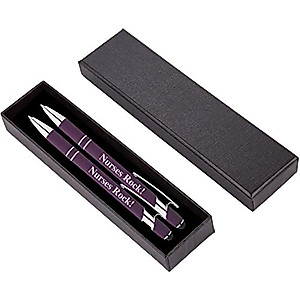 "Nurses Rock!" Pens Gift Set - 2 Pack of Metal Soft-Touch Pens w/gift box - 2 in 1 Combo Pen for Your Favorite Nurse (Purple - Purple)