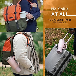 SKETORA 32oz Insulated Tumbler with Rotatable Handle and Flip Straw Lid - Stainless Steel Travel Mug for Hot & Cold Drinks, Midnight Matte Black