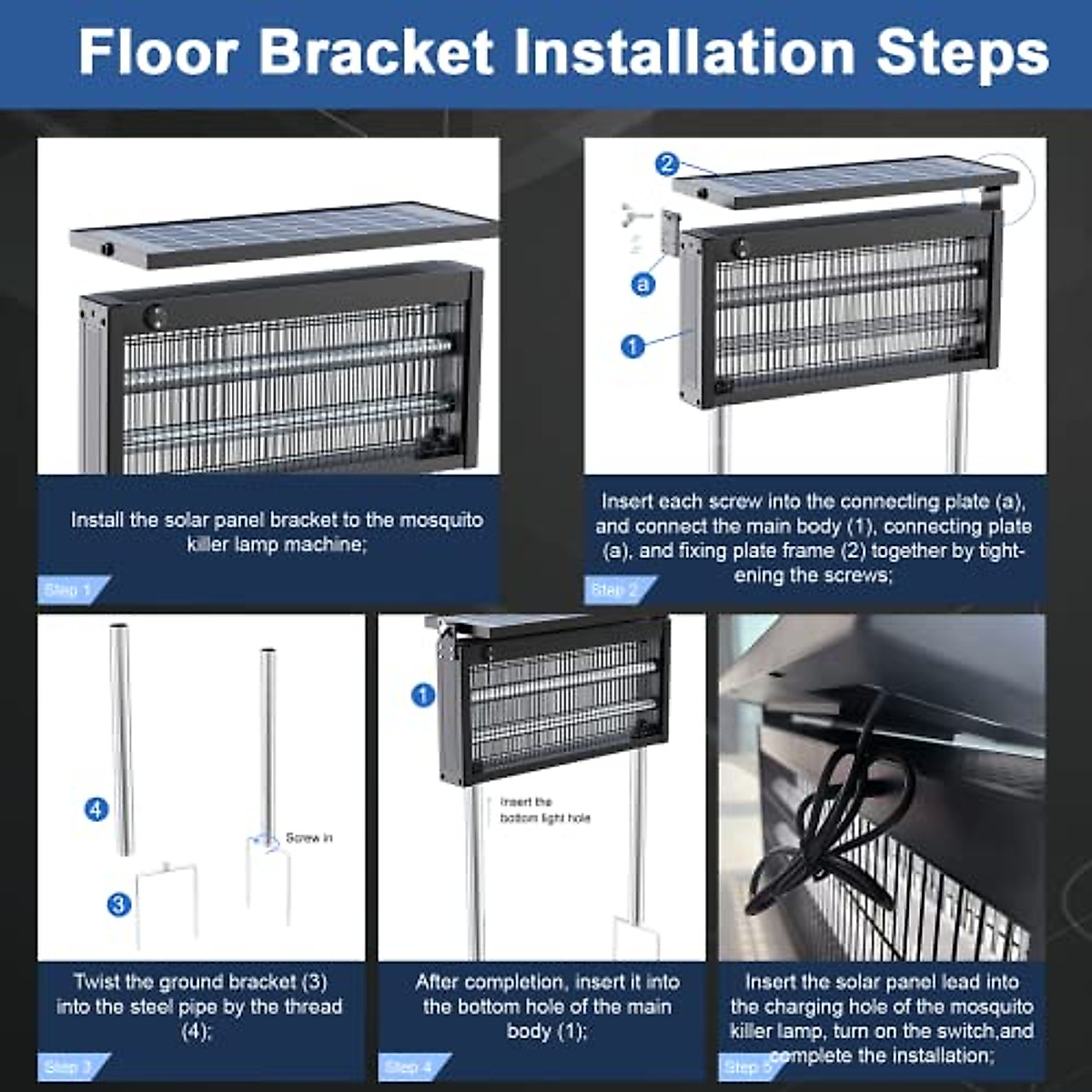 Solar Bug Zapper Outdoor / Indoor Waterproof, High Powered 4200V Mosquito Killer,Camping,Patio,Garden Insect Repellent Charging Killing Artifact