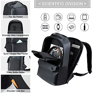 Hanke Carry on Backpack Waterproof Travel Laptop Backpack for Men & Women, Durable Rucksack Weekender Bag Daypack(Graphite Black)