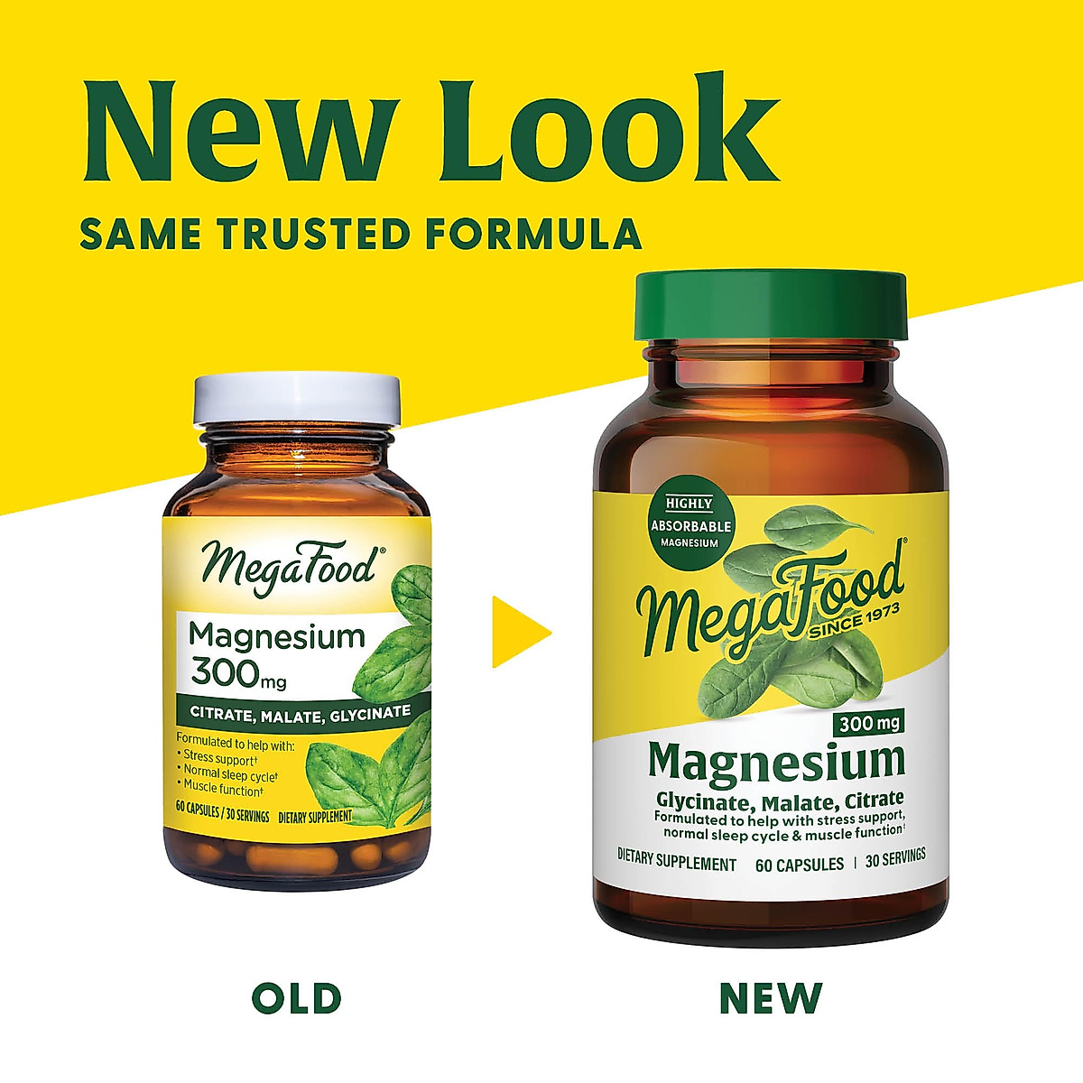 MegaFood Magnesium 300 mg - Highly absorbable blend of Magnesium Glycinate, Magnesium Citrate & Magnesium Malate to Help Support Heart, Nerve Health and Relaxation - 60 Capsules (30 Servings)