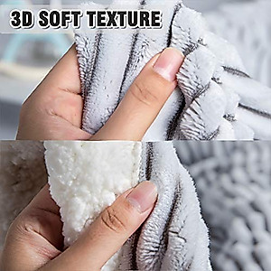 DISSA Sherpa Blanket Fleece Throw – 51x63, Grey & White – Soft, Plush, Fluffy, Fuzzy, Warm, Cozy, Thick – Perfect for Couch, Bed, Sofa, Chair - Reversible Throw Blanket