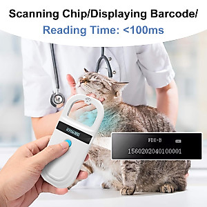 AHANIN Pet Microchip Scanner Rechargeable Universal Microchip Tag Reader 256 Data Storage USB Cable Uploading Data Animal Information Manager for ISO 11784/11785,FDX-B and ID64 RFID EMID (USB 180)